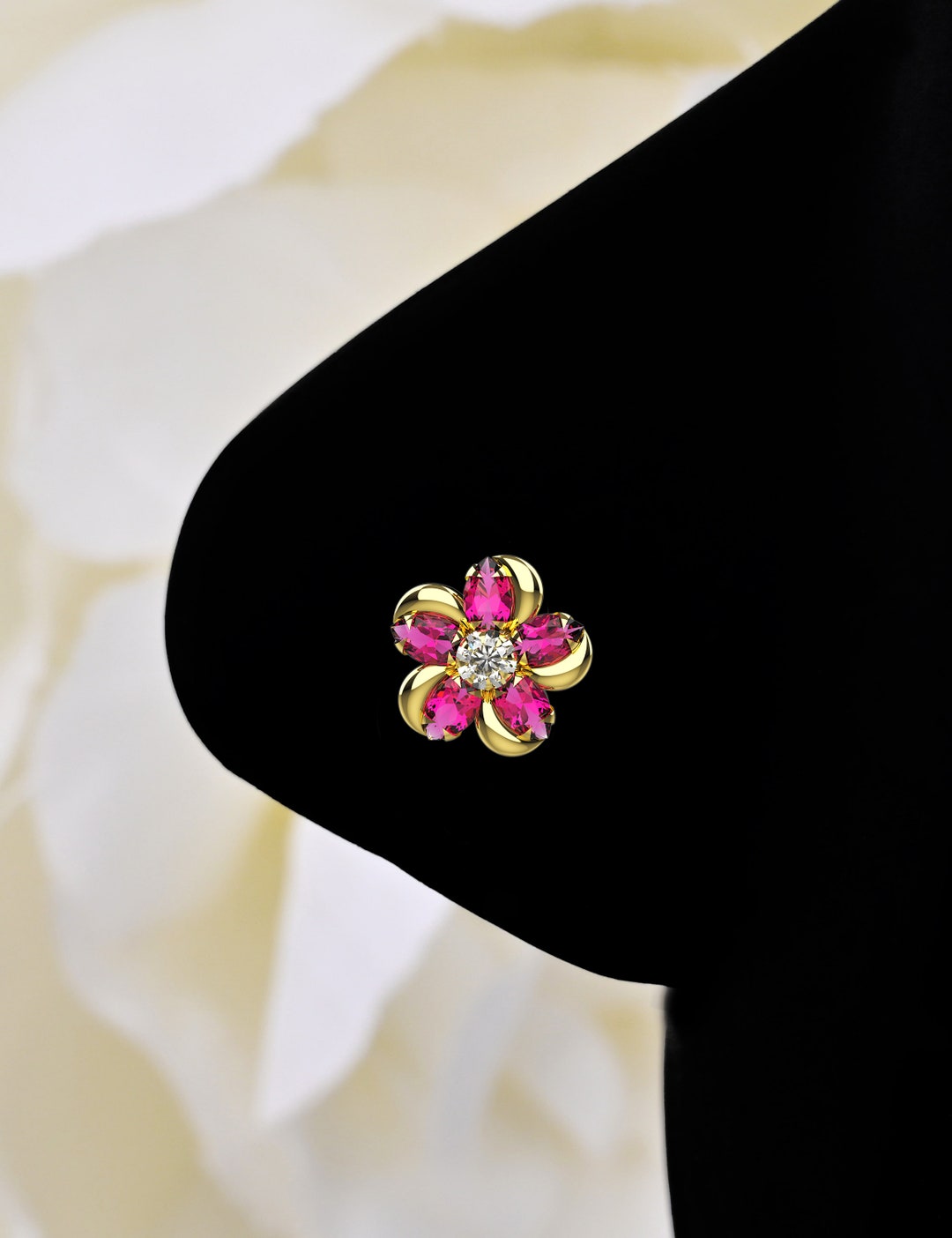 3mm Marquise Shape CZ Ruby Stone Nose Stud Made in Stering Silver 9k ...