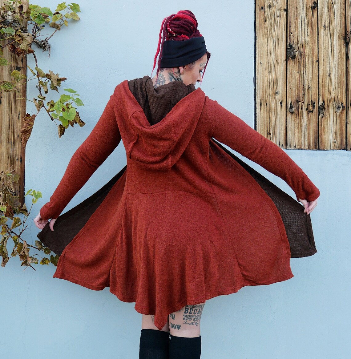 Cardigan Long Knitted Top With Huge Hoodie and Thumb Holes - Etsy