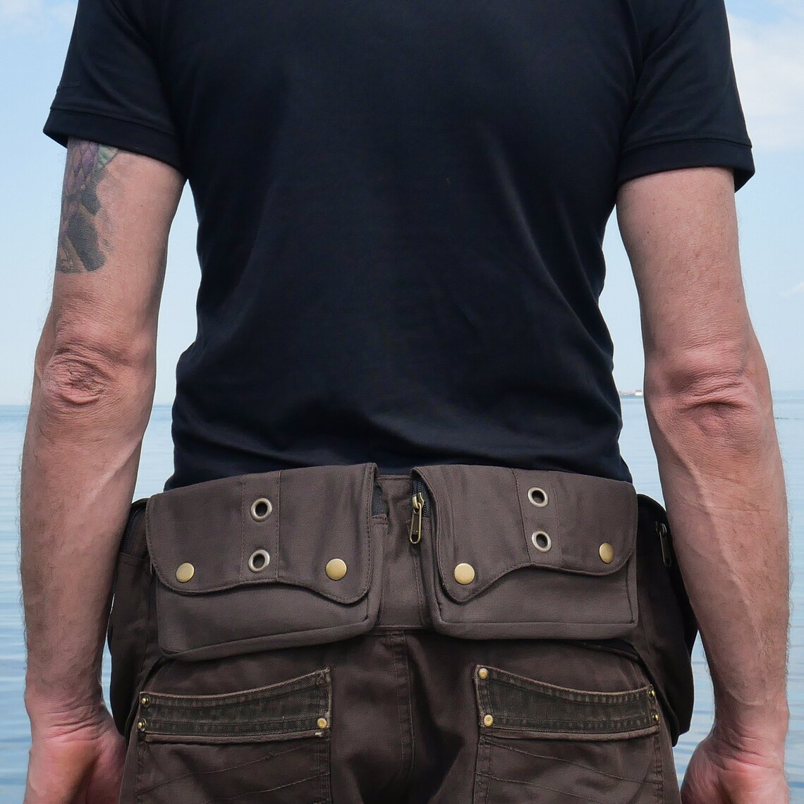 Pocket Belt ~ Belt Bag ~ With 6 Pockets ~ Brown Cotton ~ Unisex ~ the ...