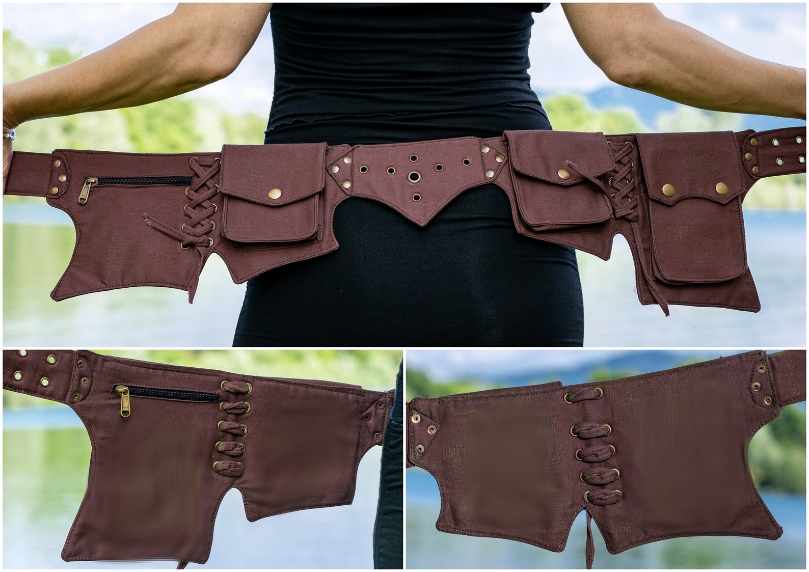 Pocket Belt ~ Utility Belt ~ Festival and Travel Hip Bag ~ With 5 ...