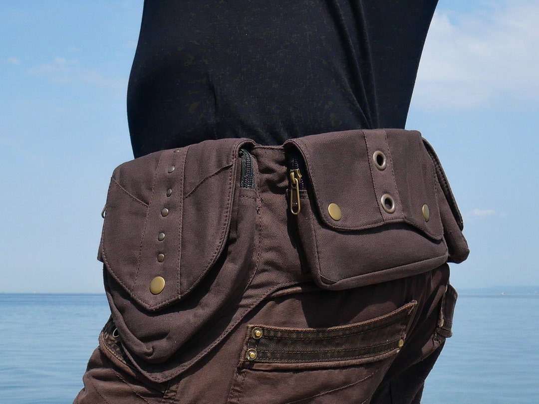 Pocket Belt ~ Belt Bag ~ With 6 Pockets ~ Brown Cotton ~ Unisex ~ the ...