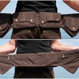 Pocket Belt ~ Belt Bag ~ With 6 Pockets ~ Brown Cotton ~ Unisex ~ the ...
