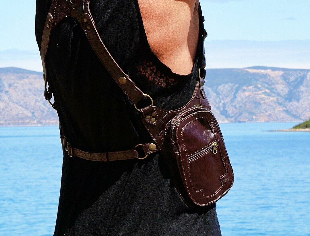 Leather Holster Revolver Bag With 6 Pockets Fully Adjustable Brown or Black the Minimalist ...