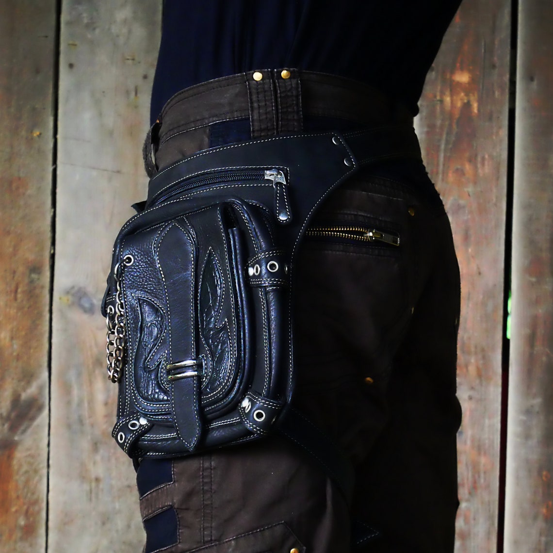 Utility Belt ~ Leather Pockets Belt ~ Leg Pouch With Removable Strap ...