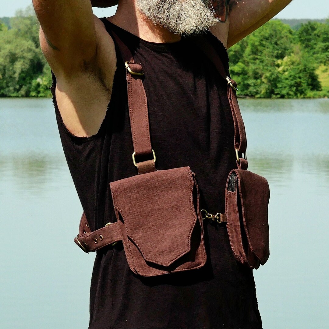 HOLSTER BAG ~ Harness Bag ~ Brown ~ 4 Pockets ~ Adjustable ~ the Badass ...