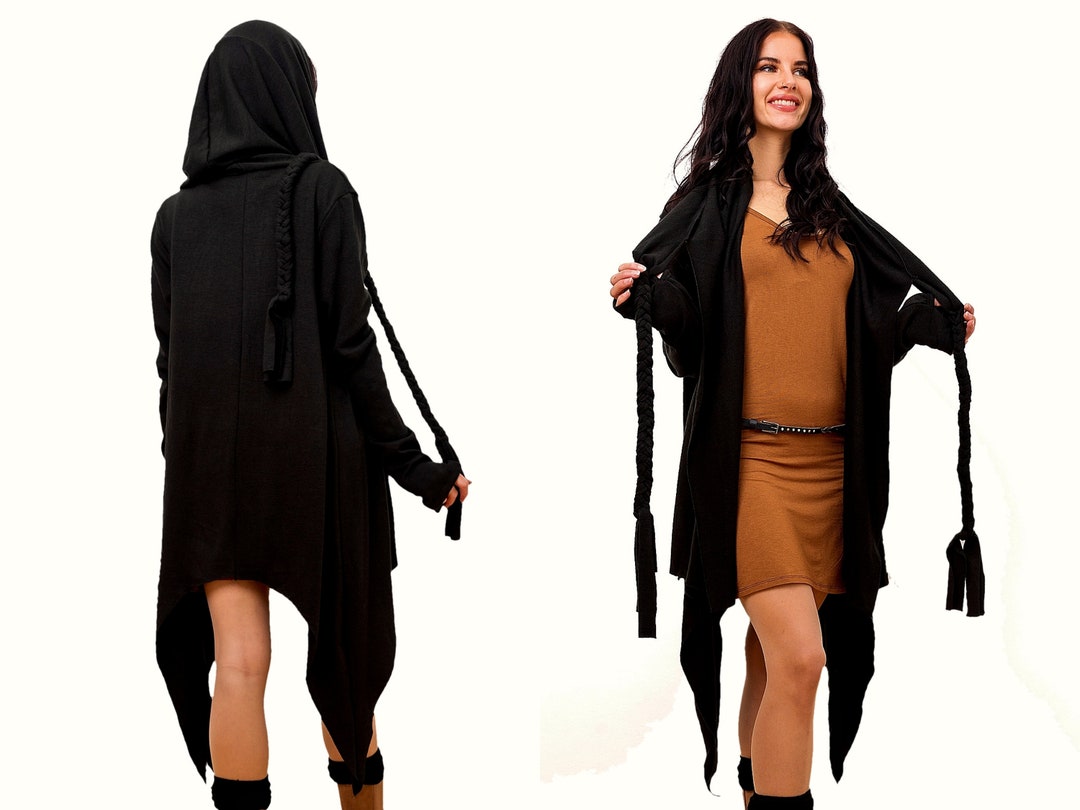 Long Top Cardigan Knitted Top Cloak Asymmetric Vest With Thumb Holes ...