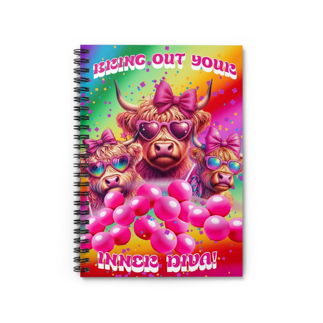 Colorful Diva Cow Spiral Notebooks, Bring Out Your Inner Diva, Soft ...