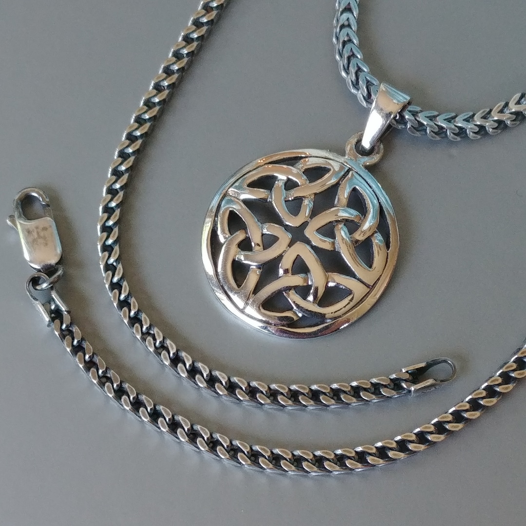 CELTIC Triquetra Solid Sterling Silver Pendant Necklace, Holy Trinity ...
