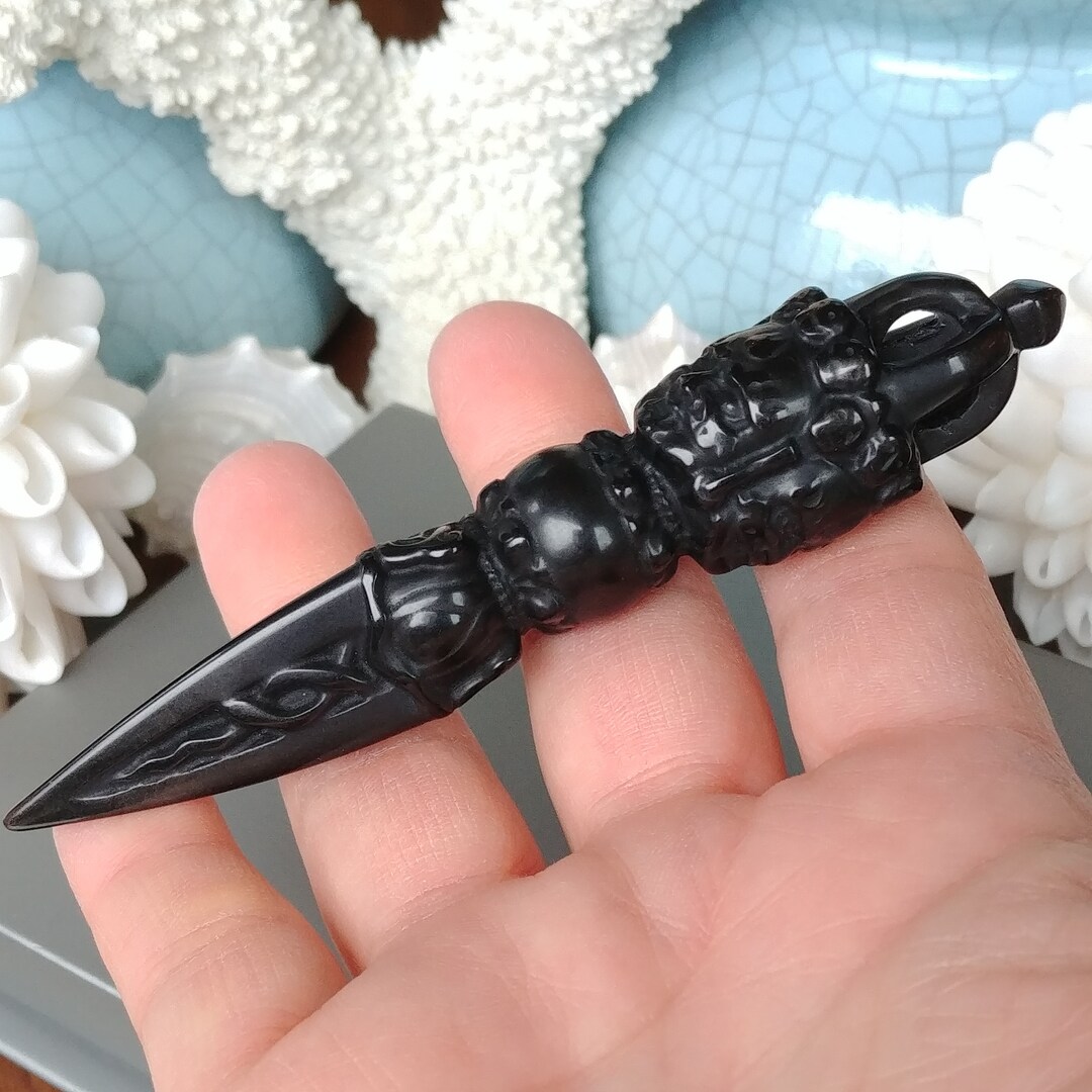 Black Obsidian Tibetan Buddhist Kila, Phurba Dagger, Kilaya Pestle ...