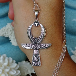 100% Sterling Silver Egyptian ANKH Pendant Necklace, Ankh Cross ...
