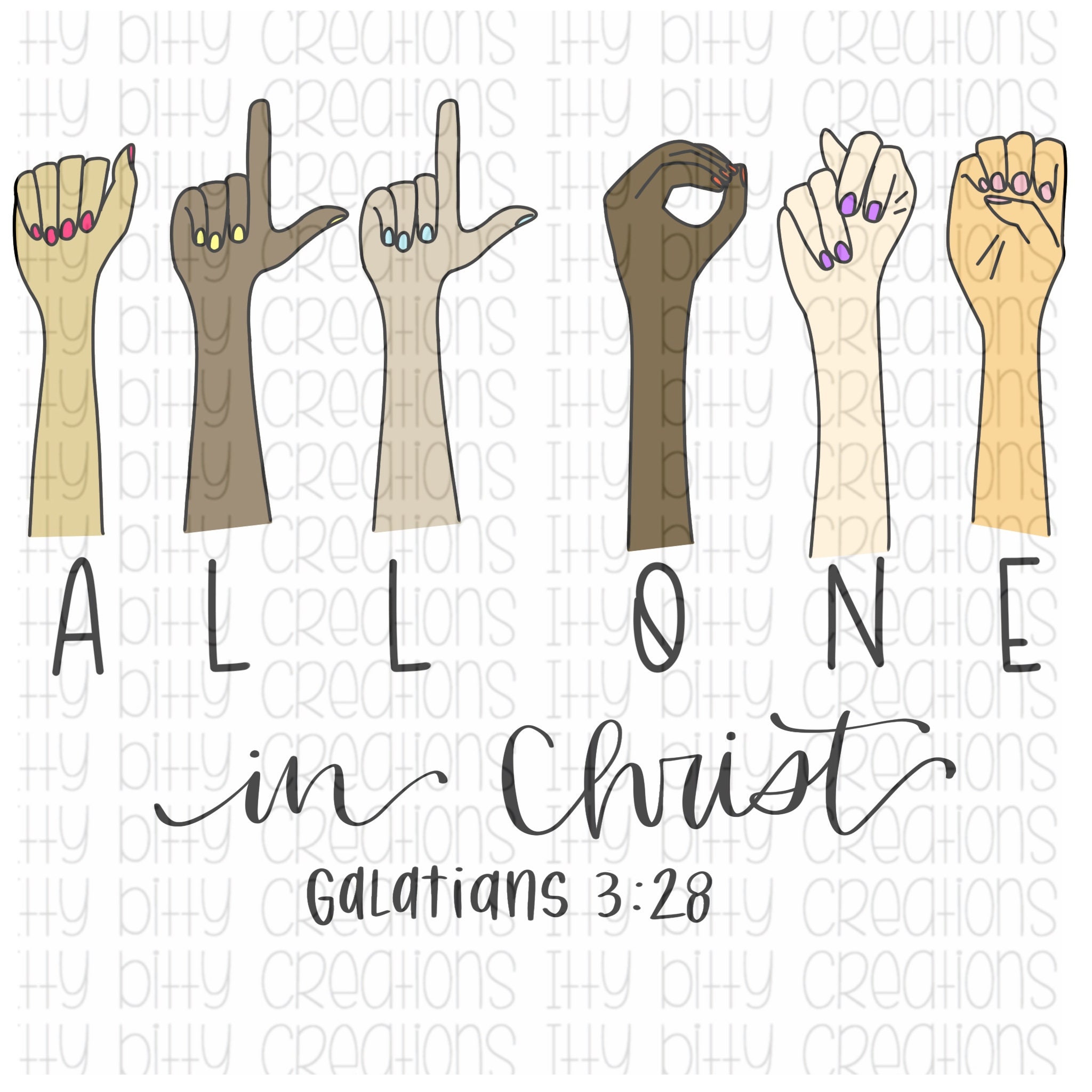 All One in Christ Galatians 3:28 Sign Language PNG JPEG - Etsy UK