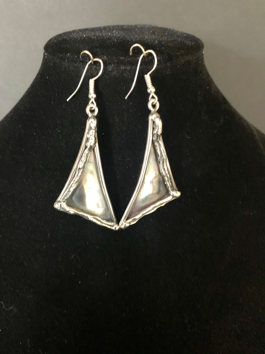 Triangle Silver Earrings,geometric Silver Earrings,statement Earrings ...