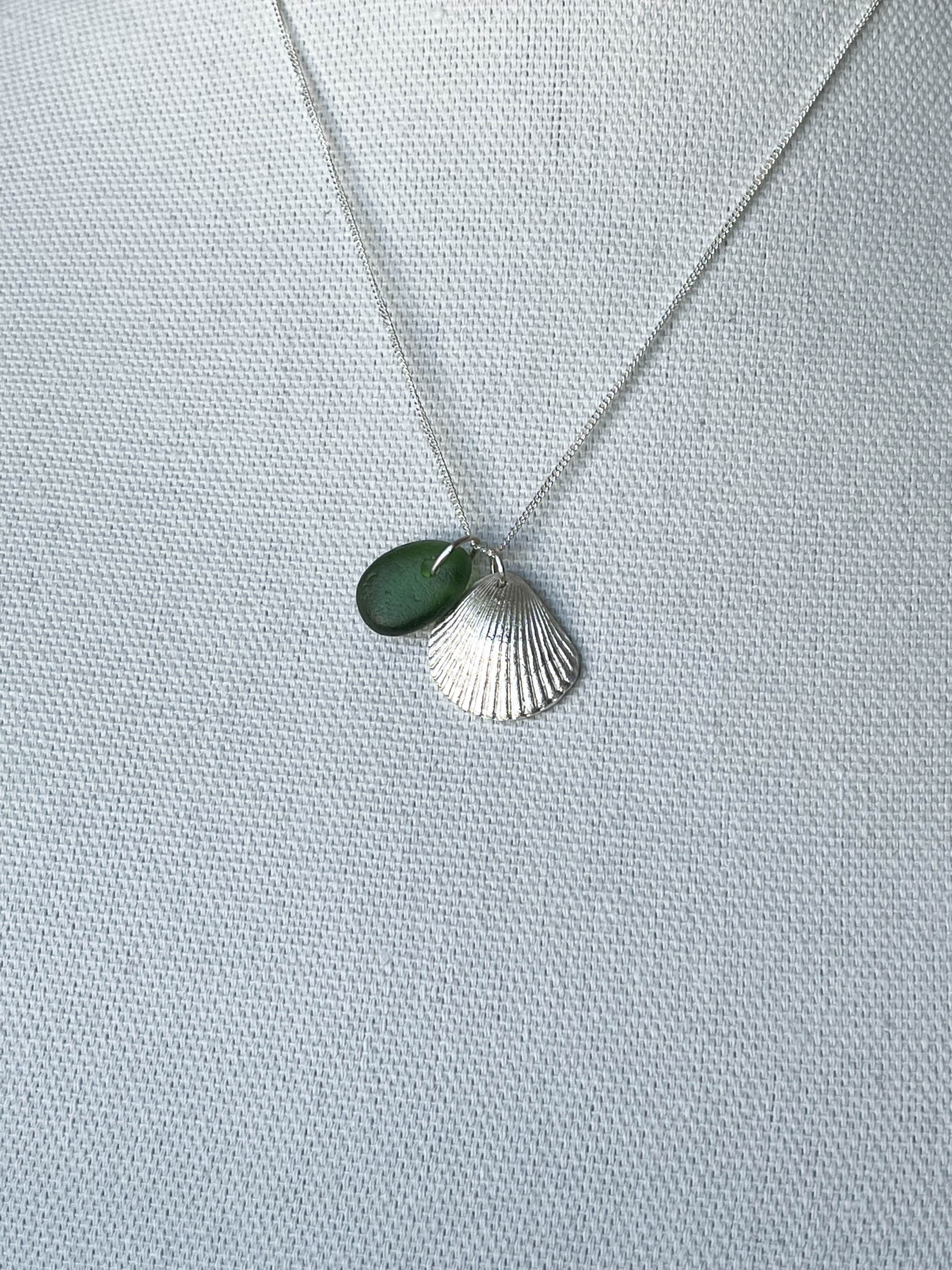 Sea Glass Sea Shell Necklace. England and Florida. Sterling Silver ...