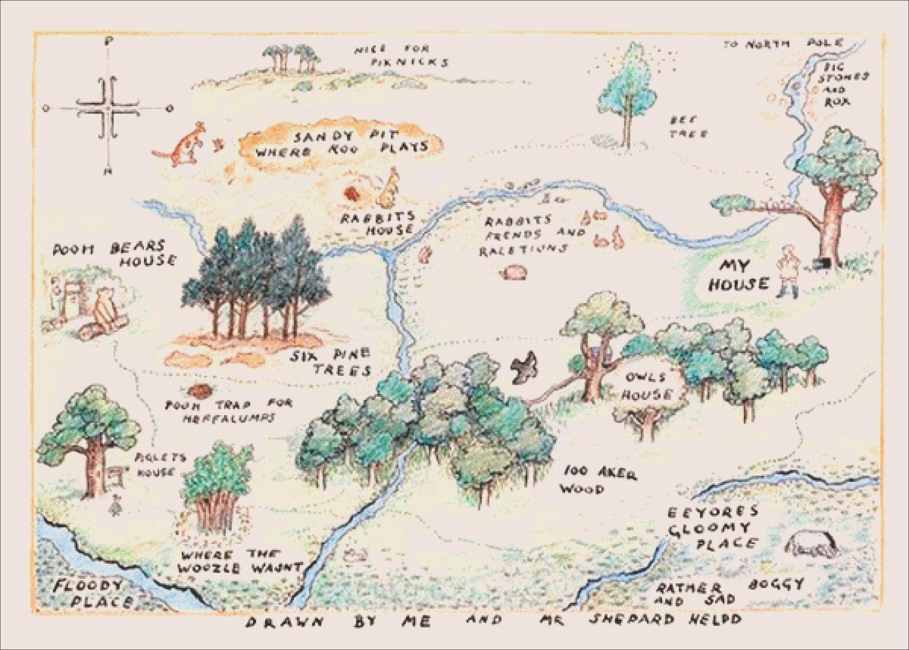 PDF "100 Acre Wood Map" Cross Stitch Pattern DMC, Pattern Keeper ...