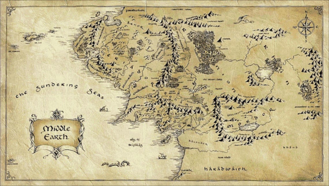 PDF "middle Earth Vintage Map" DMC Cross Stitch Pattern, Instant ...