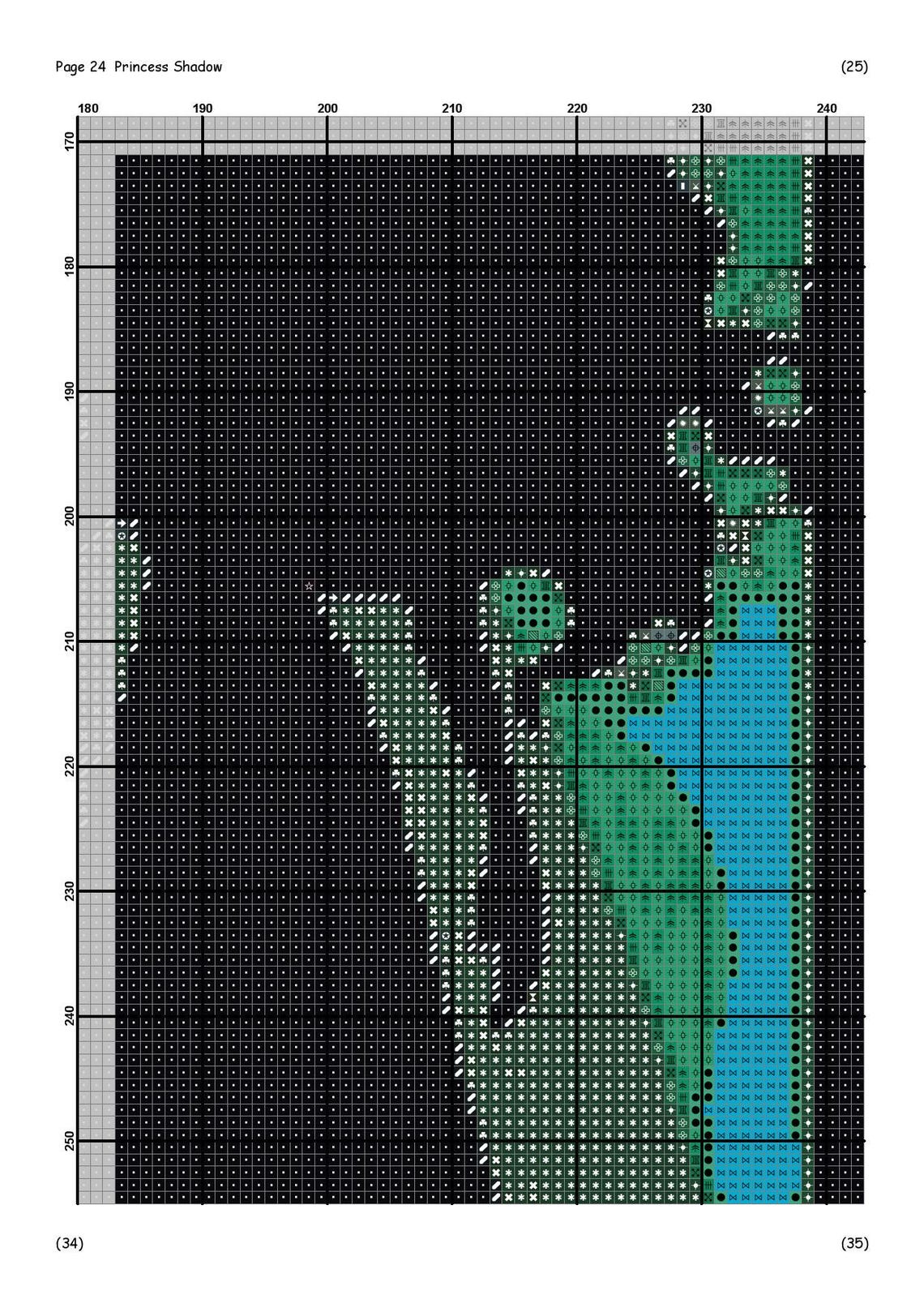 PDF " Princess Shadow" + BONUS Chart Cross Stitch Pattern DMC, Pattern ...