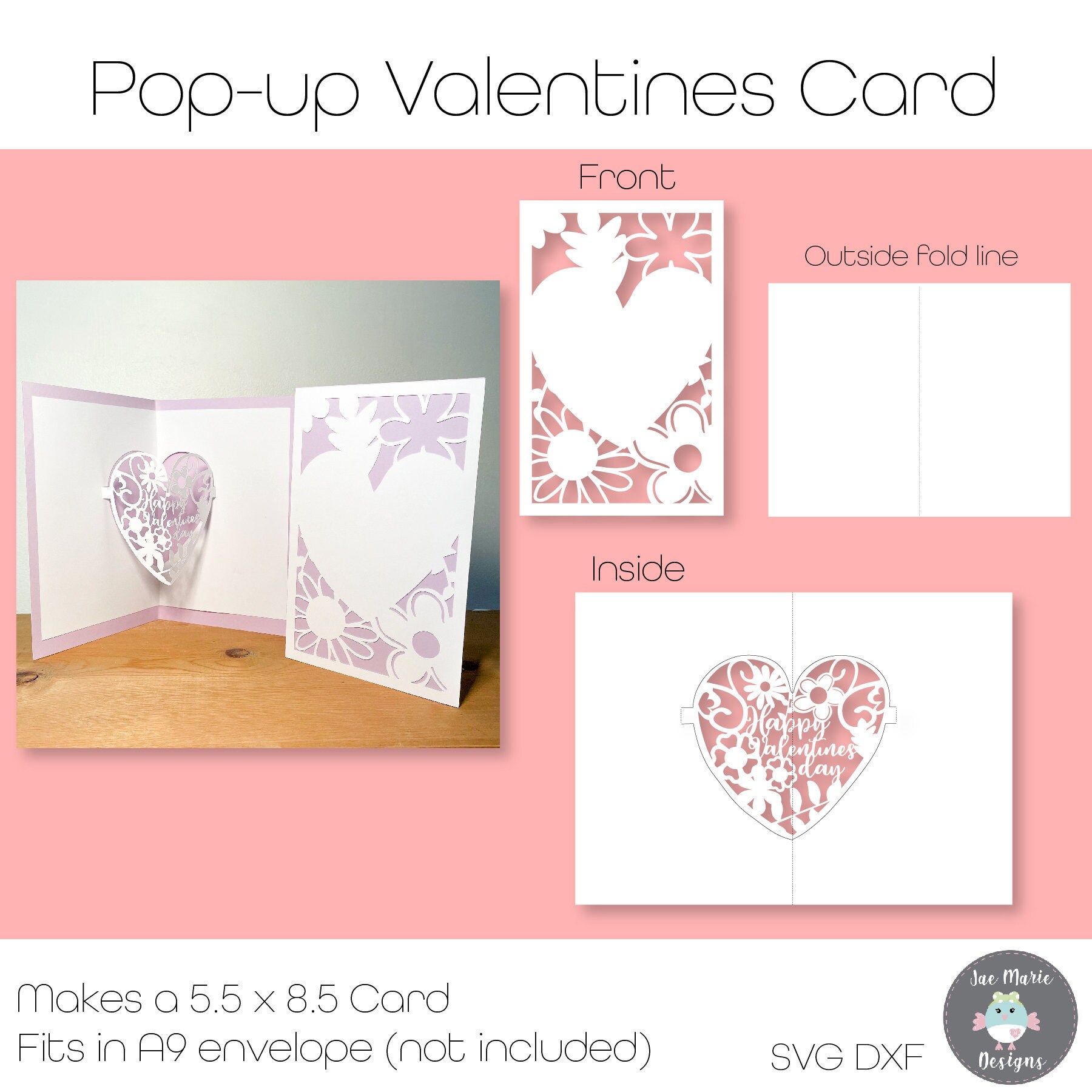 Valentines card svg pop up card DIGITAL FILE paper craft | Etsy