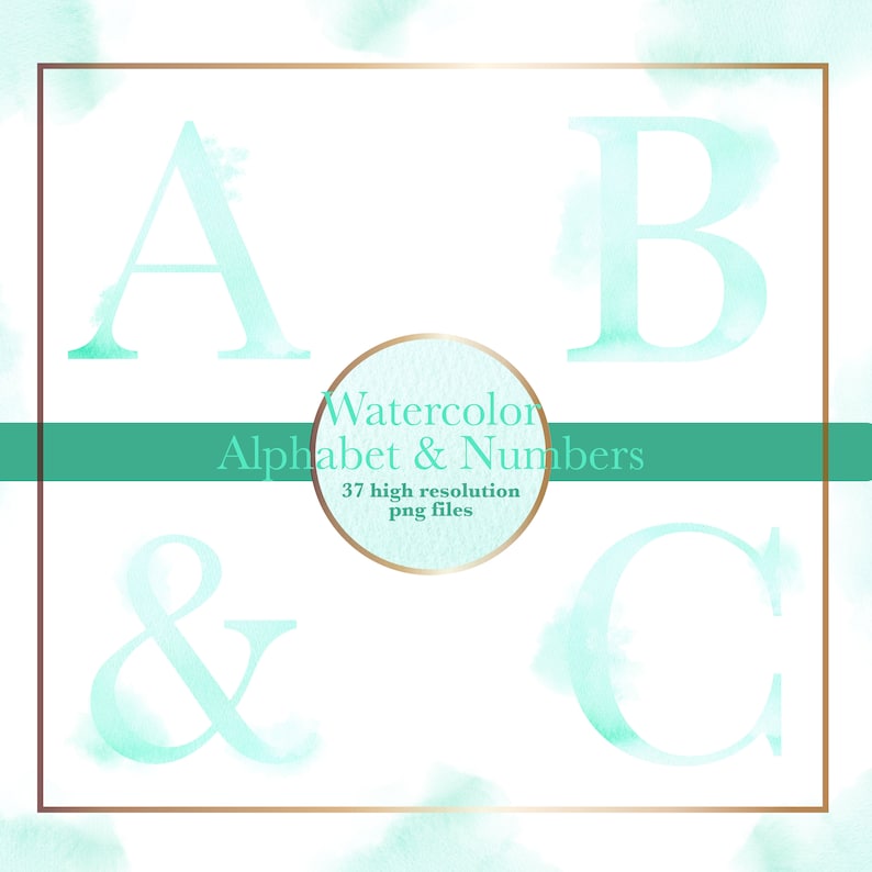 Watercolor Font Turquoise Watercolor Alphabet Clipart - Etsy