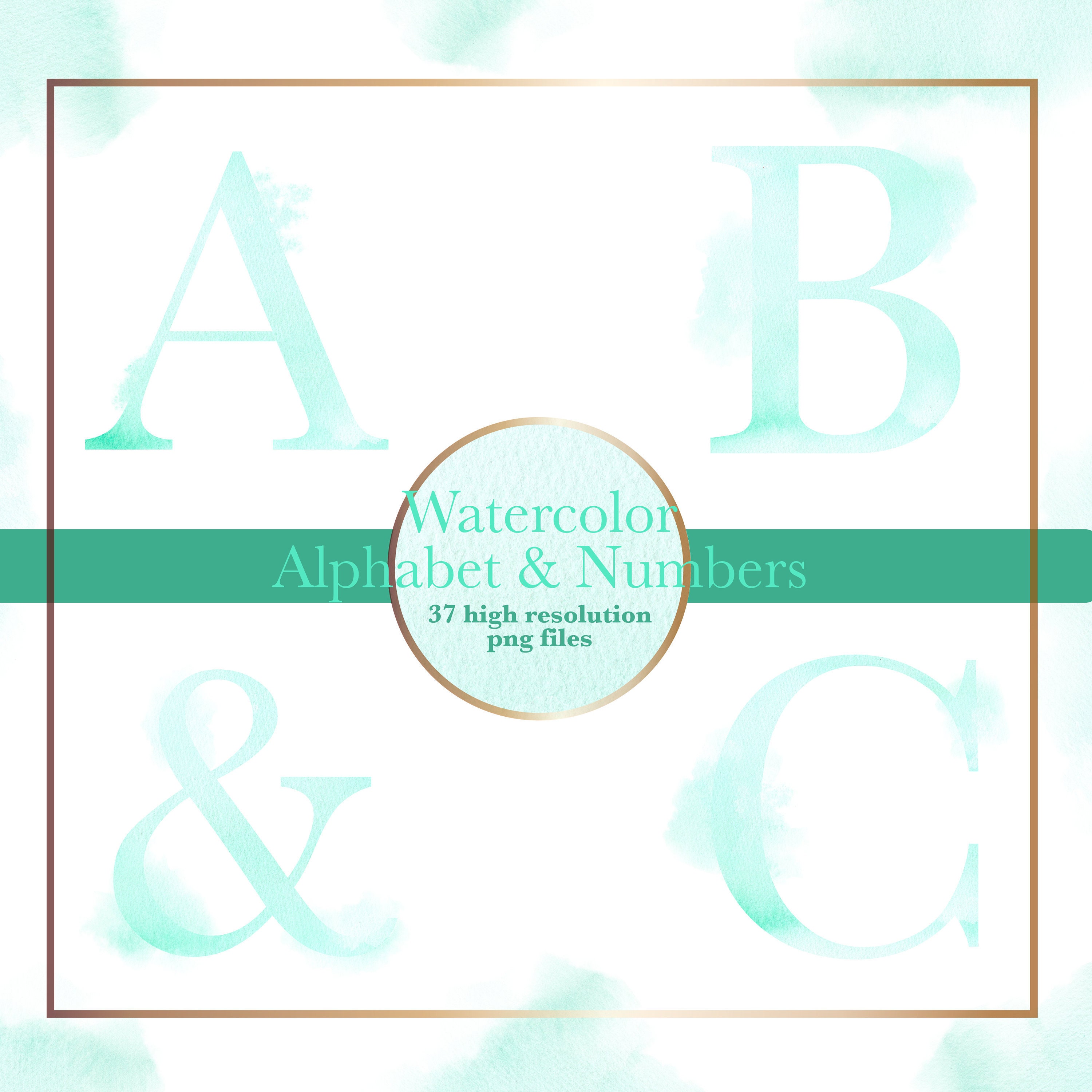 Watercolor Font Turquoise Watercolor Alphabet Clipart | Etsy