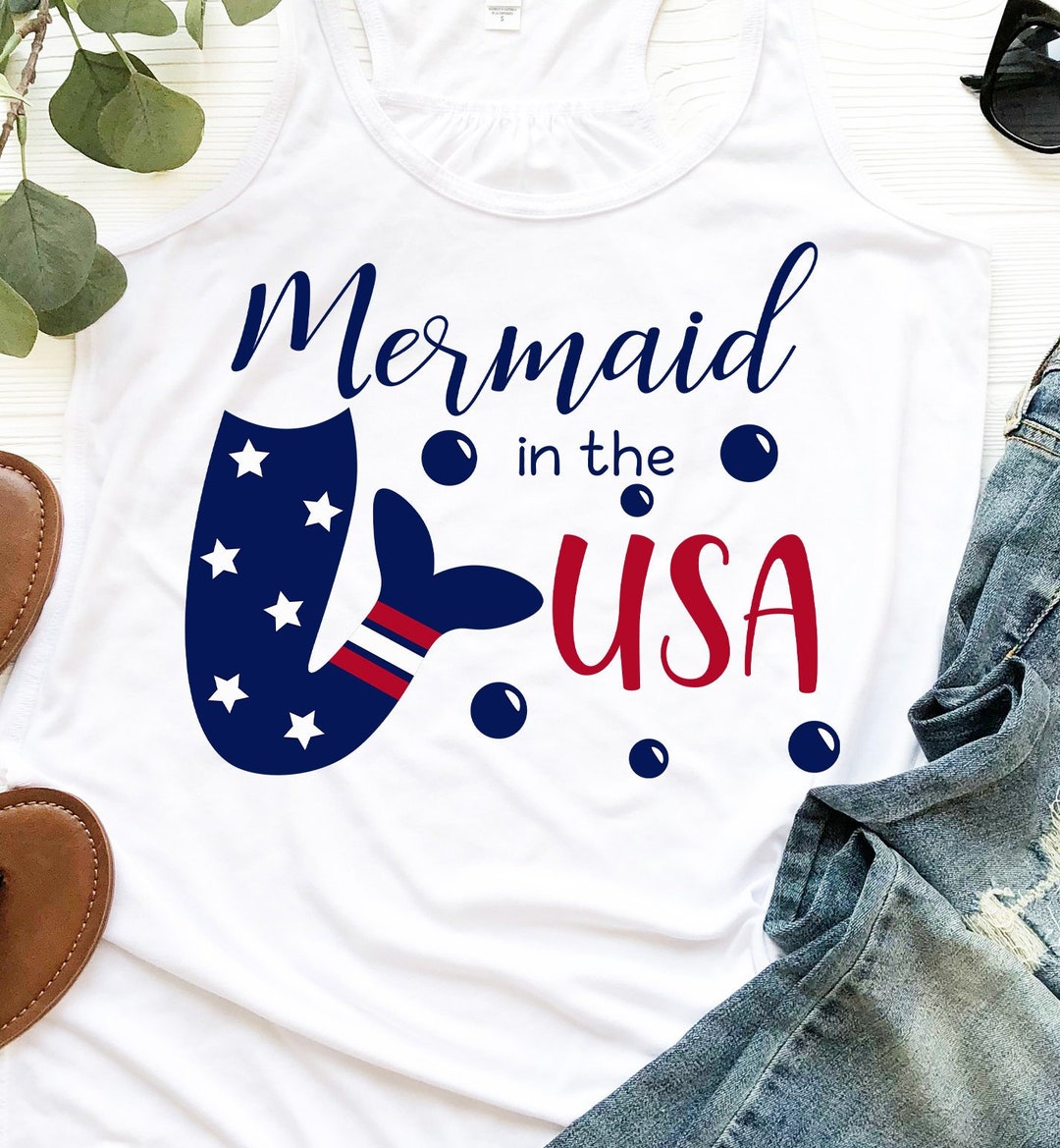 Mermaid in the Usa Svg, Mermaid Svg, Patriotic Svg, American Flag Svg ...