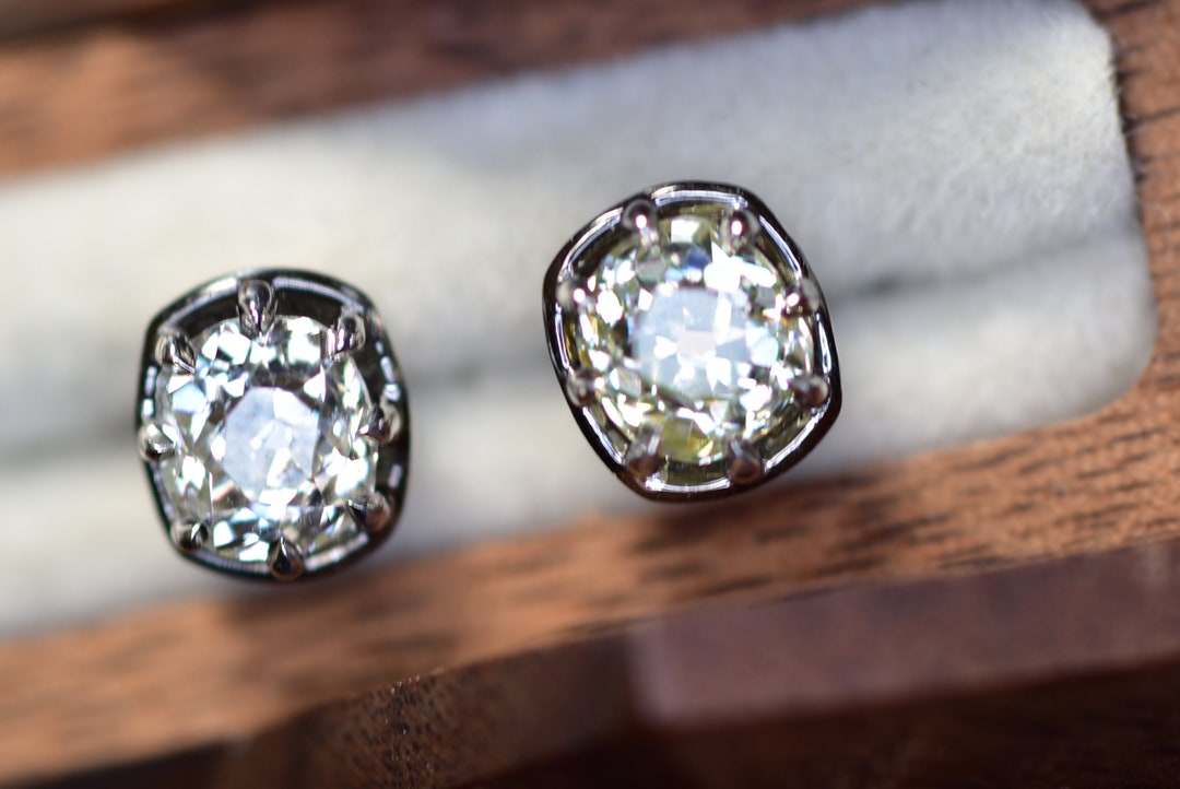 1.15 Carat Old Miner Cut Diamond Antique Gothic 14k Stud Earrings - Etsy