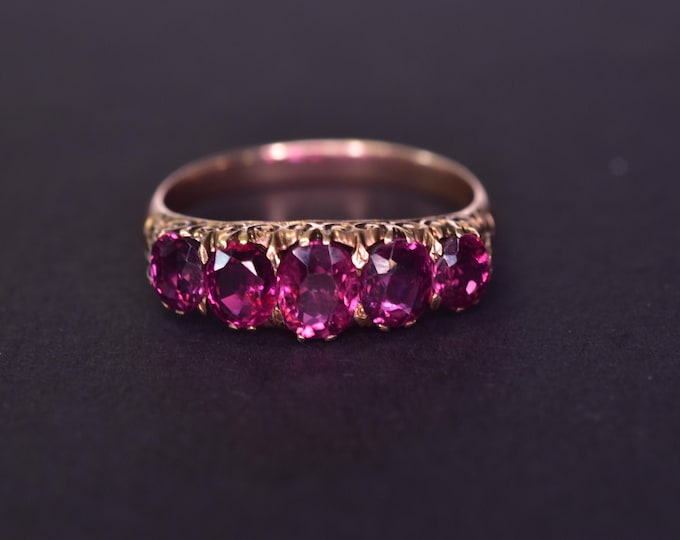 Victorian 14 Karat Rose Gold Unheated Certified Ruby Garter Ring - Etsy