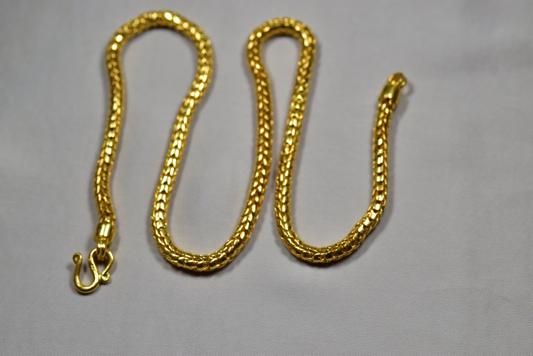 24 Karat Handmade 16" Dragon Scale Chain Necklace - Etsy