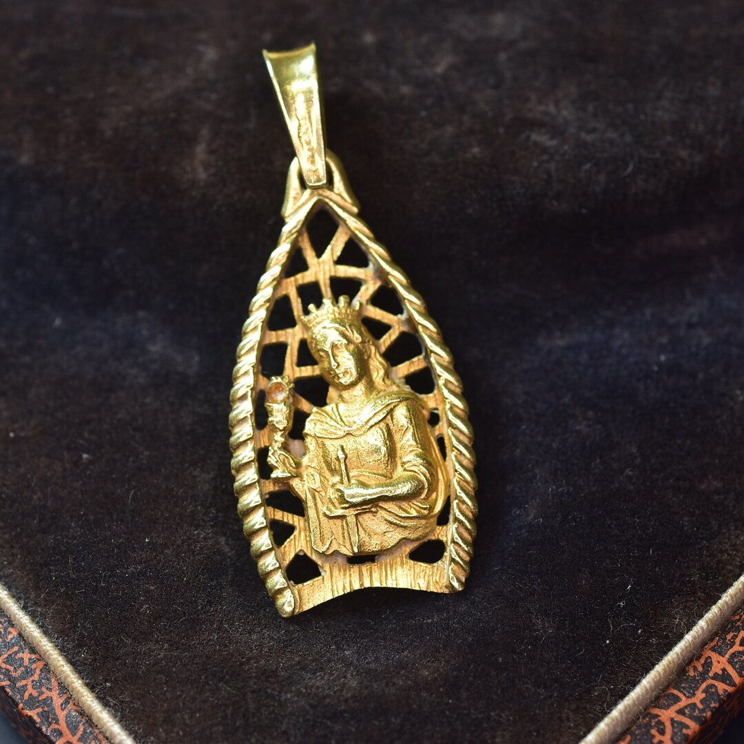 Vintage 18 Karat Gold Saint Barbara Religious Medal - Etsy