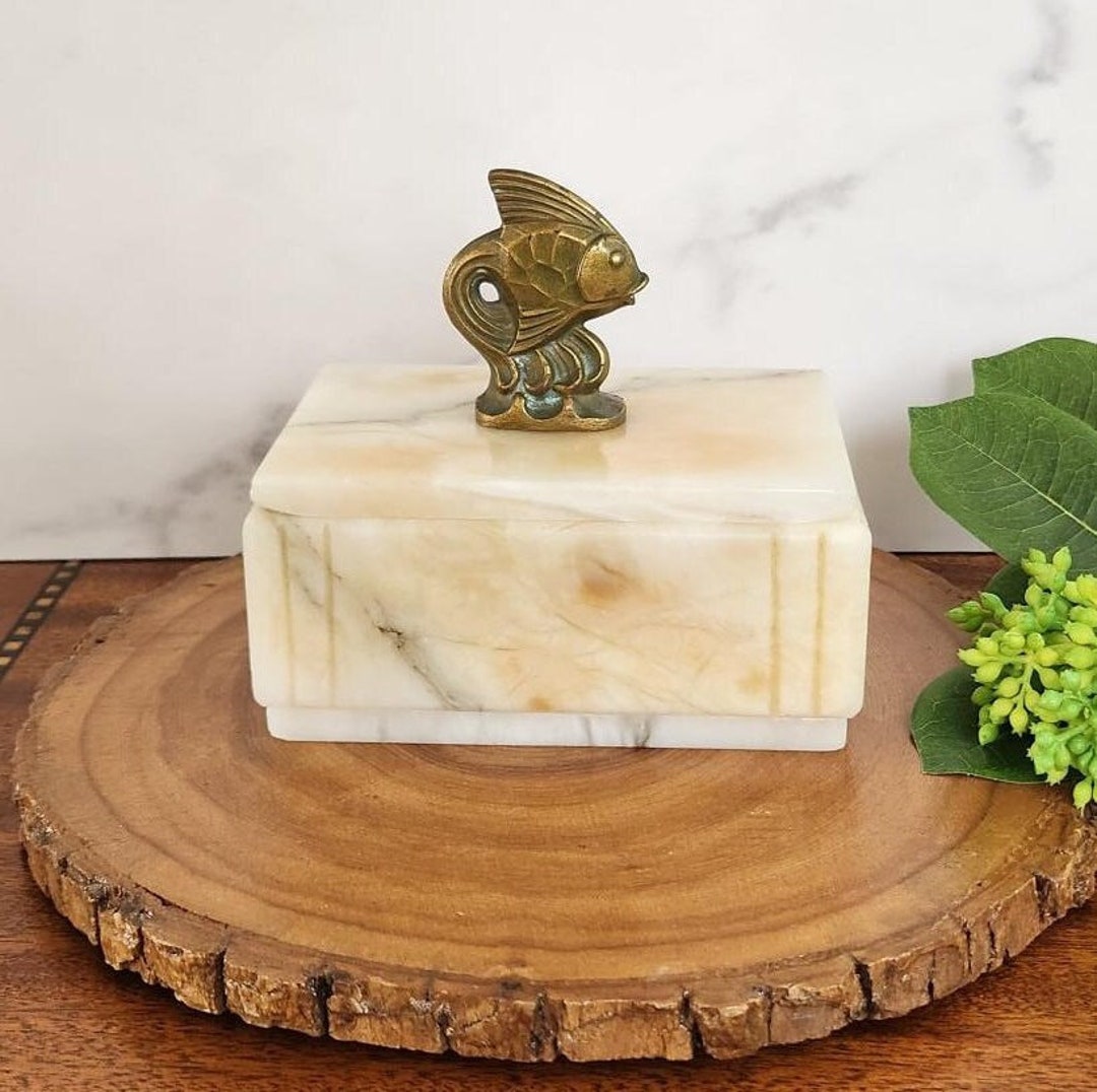 Onyx Trinket Box With Bronze Fish Handle - Etsy