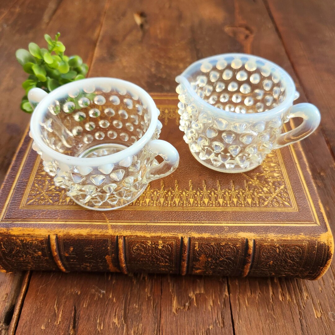 Opalescent Hobnail Depression Glass Cream and Sugar Set - Etsy