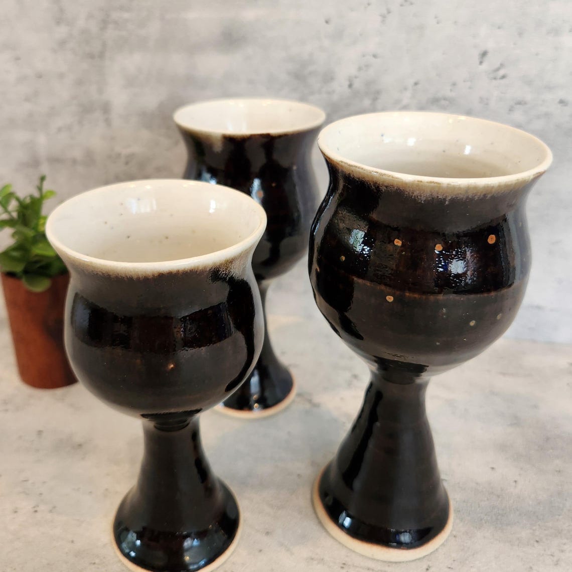 Set of Three Studio Pottery Goblets Signed by Artist Geele - Etsy