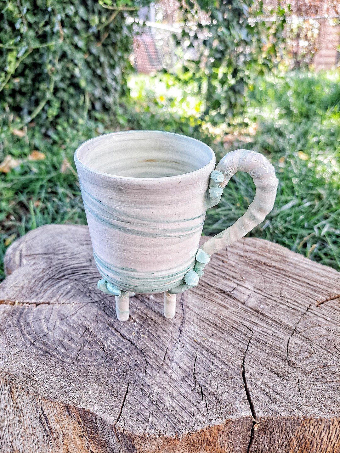 Ceramic Footed Swirl Mug - Etsy