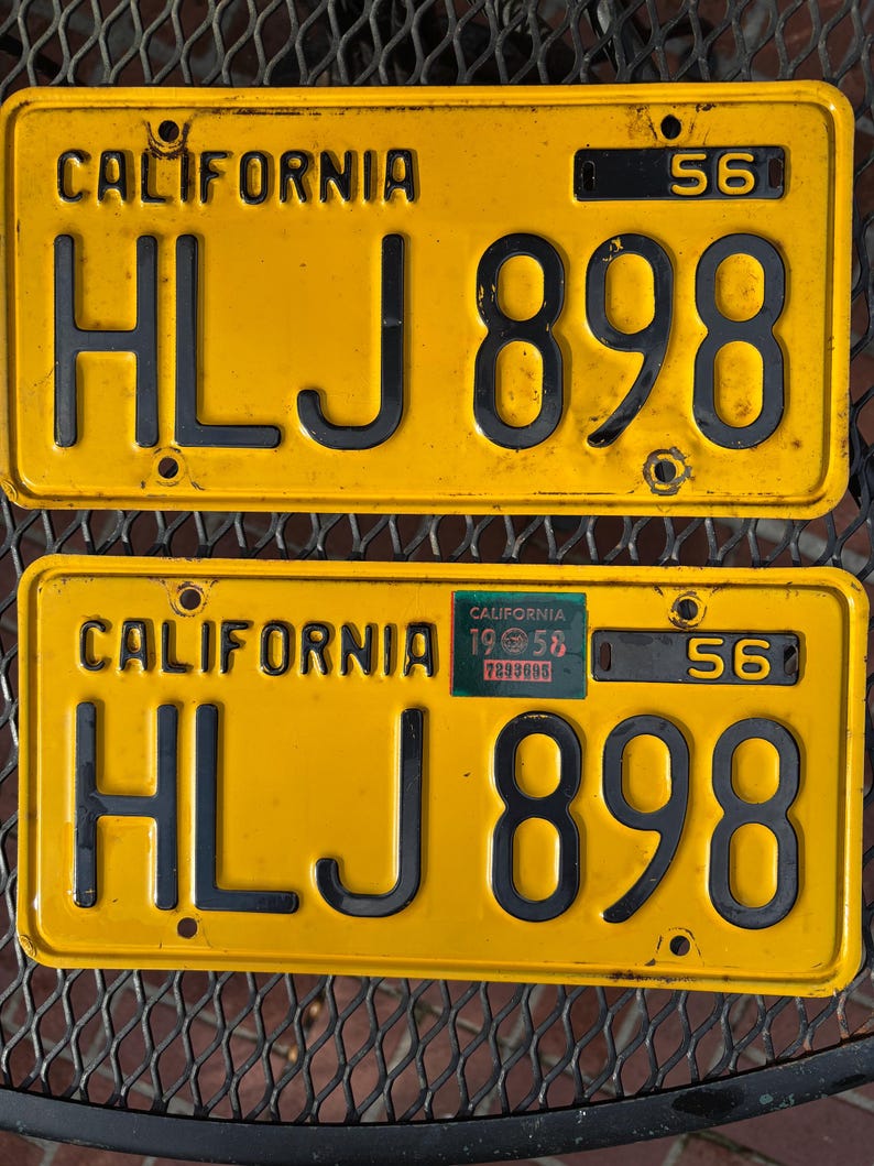 Vintage License Plate Pairs, Original 1950s, 1960s License Plates ...