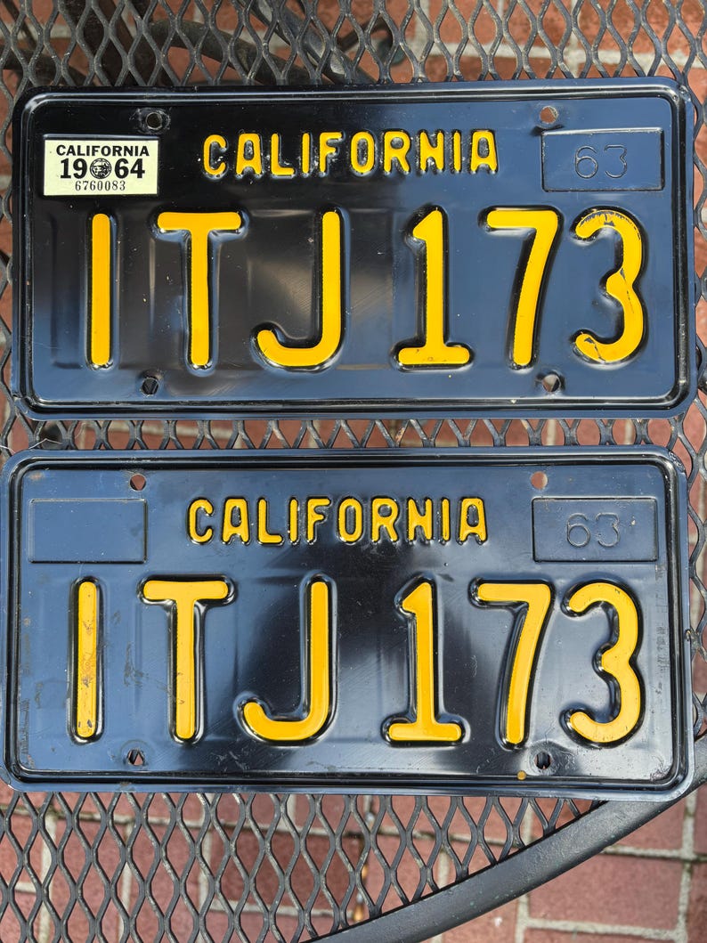 Vintage License Plate Pairs, Original 1950s, 1960s License Plates ...