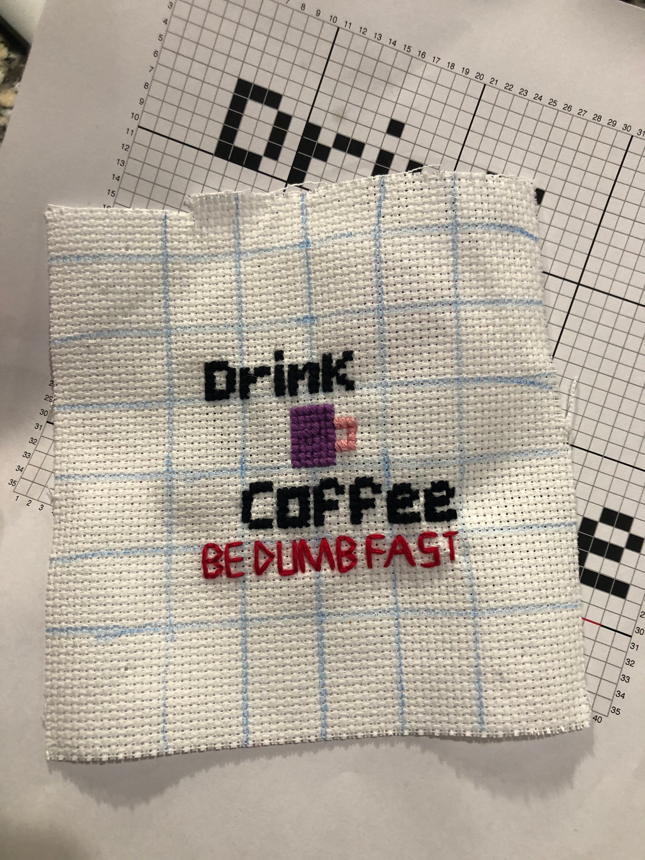 Beginner Pattern: Drink Coffee Be Dumb Fast nur Muster - Etsy.de