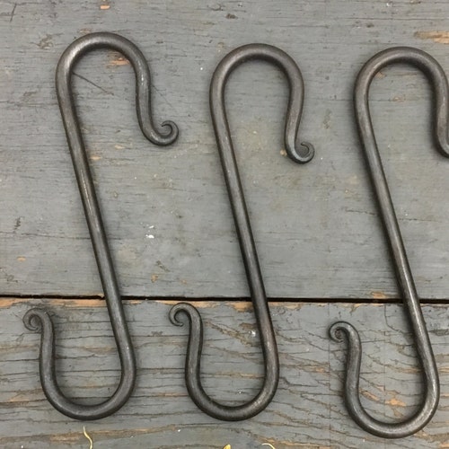 Set of 3 Hand Forged Blacksmith Made Decorative S-hooks Plant - Etsy