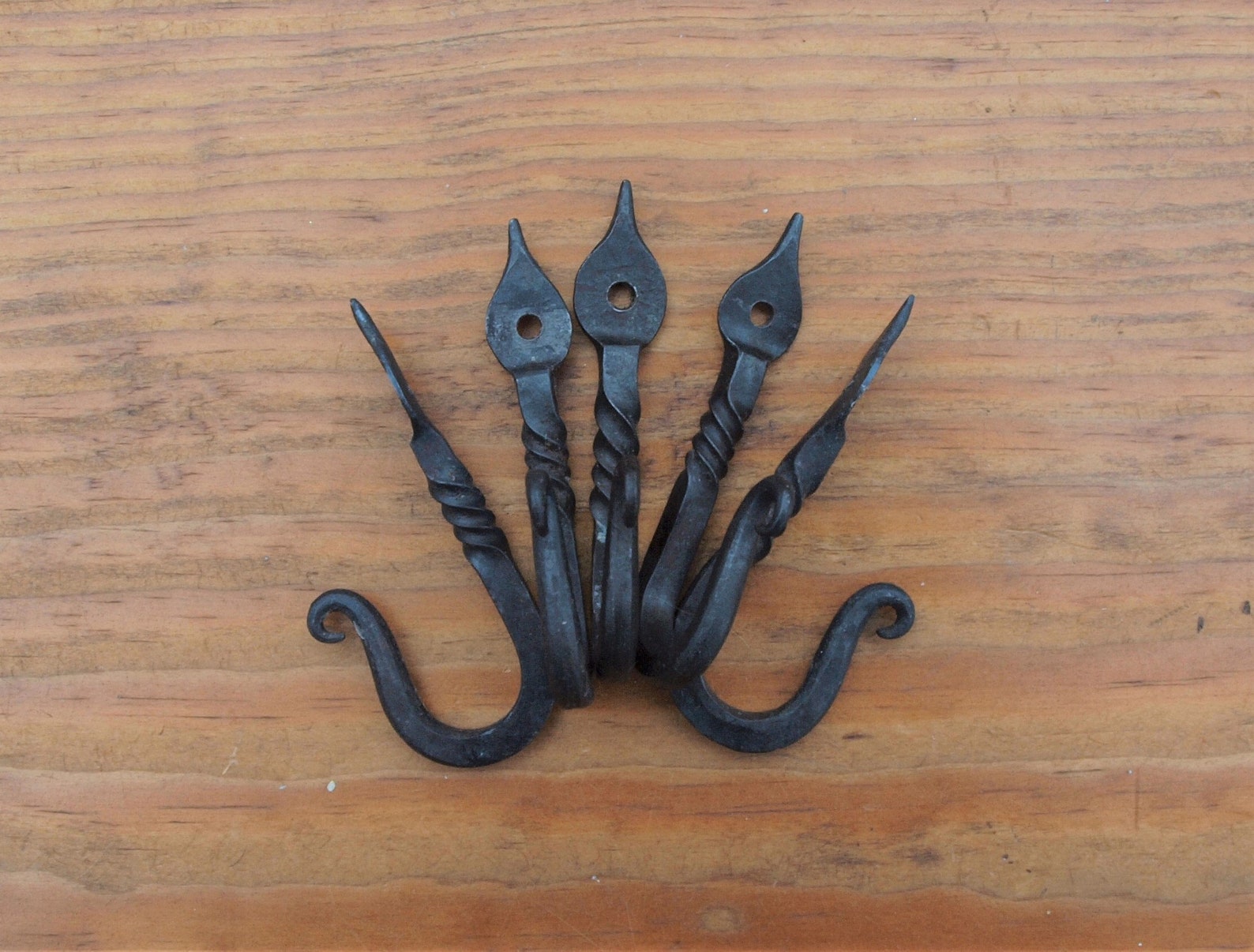 Set of 3 Hand Forged Twisted Wall Hook Colonial Hook | Etsy