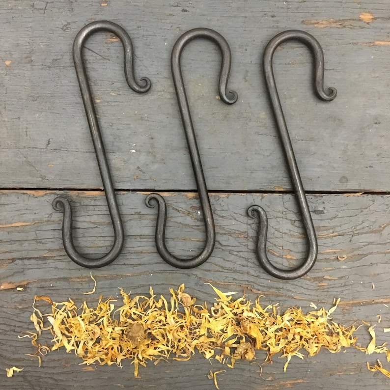 Set of 3 Hand Forged Blacksmith Made Decorative S-hooks Plant - Etsy