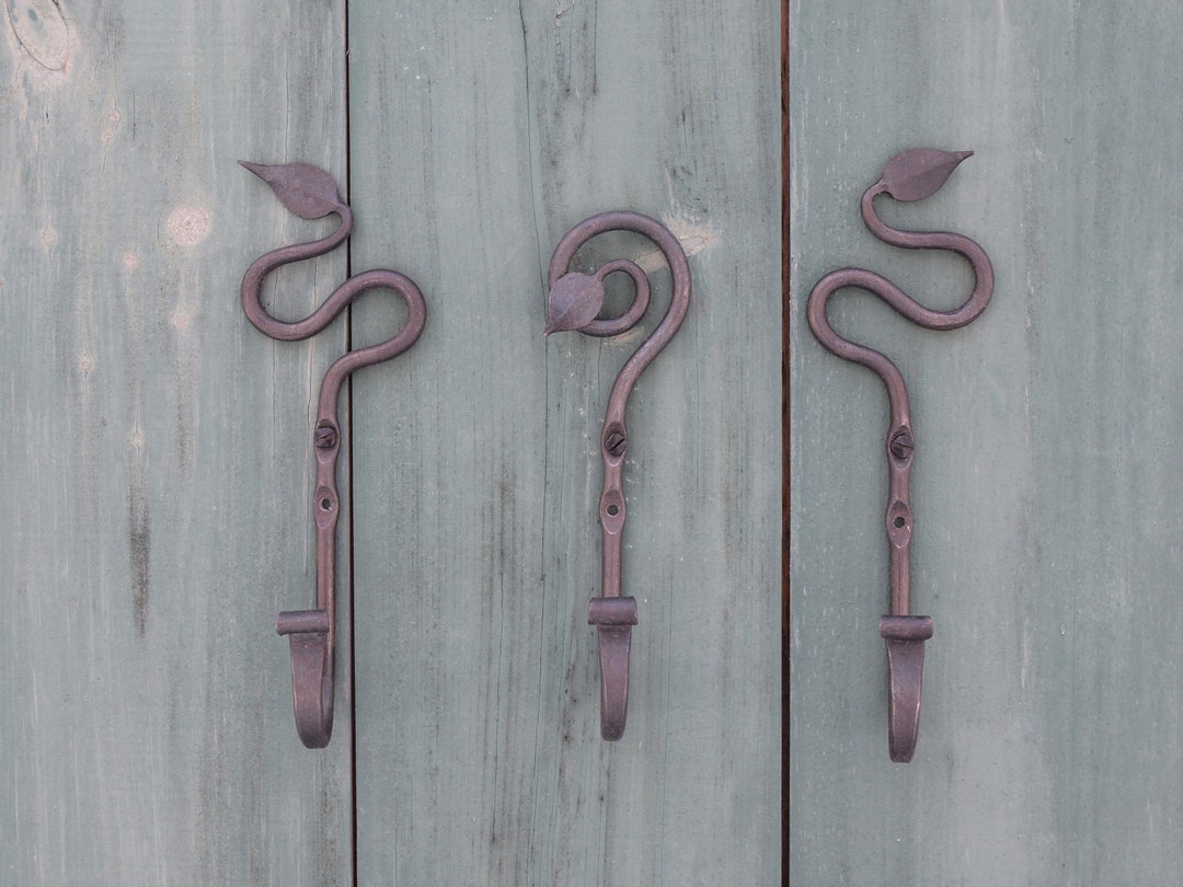 Leaf End Wall Hook With Leaf Finial, Blacksmith Made Leaf End Wall Hook ...