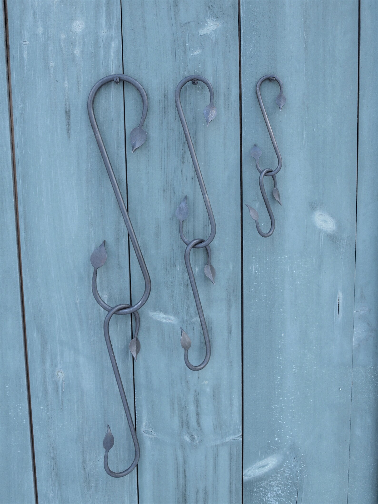 Hand Forged Leaf End S-hooks, Leaf S-hooks, Plant Hanger Hook, Organic ...