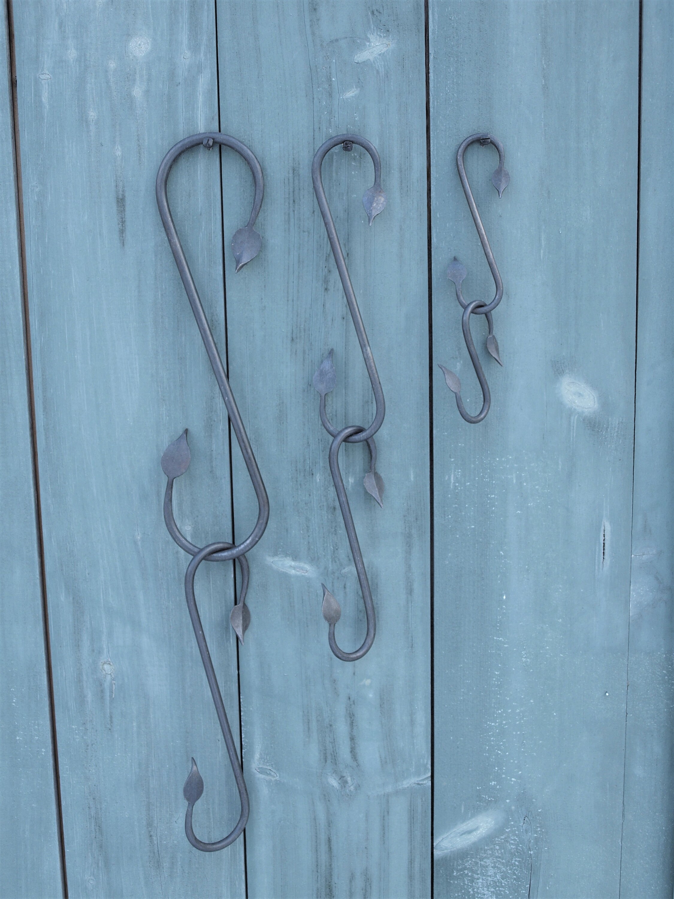 Hand Forged Leaf End S-hooks, Leaf S-hooks, Plant Hanger Hook, Organic ...