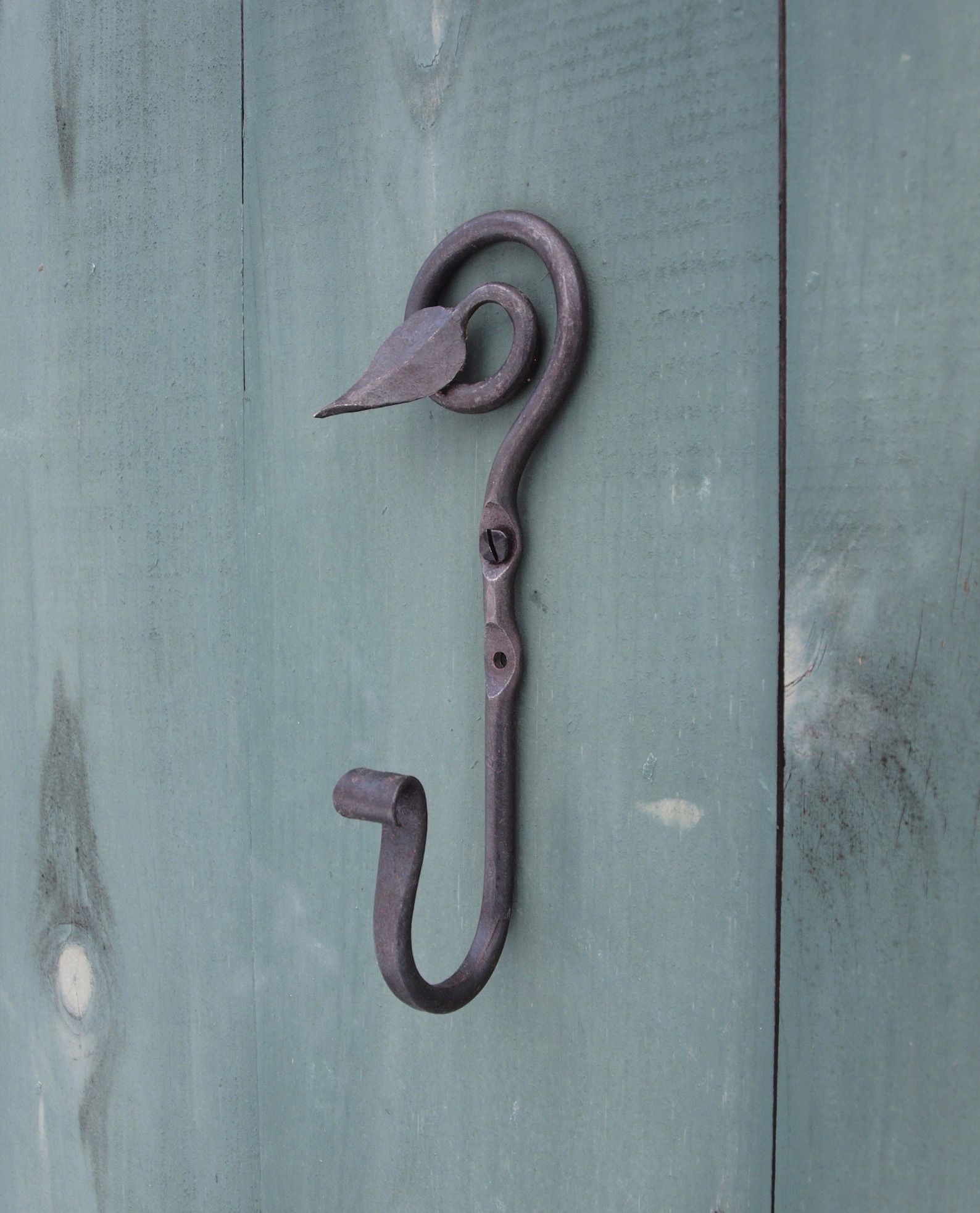 Leaf End Wall Hook With Leaf Finial, Blacksmith Made Leaf End Wall Hook ...