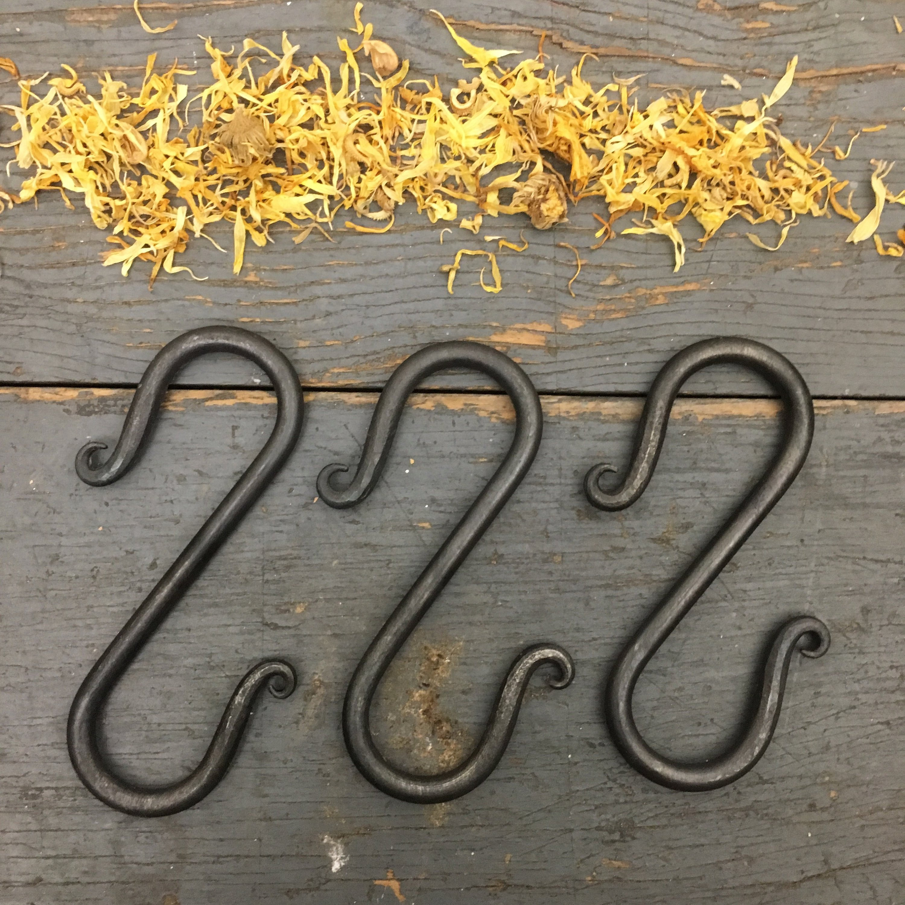 Set of 3 Hand Forged Blacksmith Made Decorative S-hooks Plant - Etsy