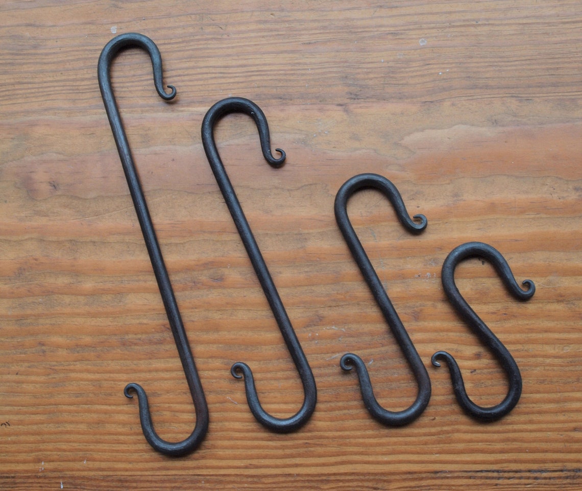 Set of 3 Hand Forged Blacksmith Made Decorative S-hooks Plant - Etsy
