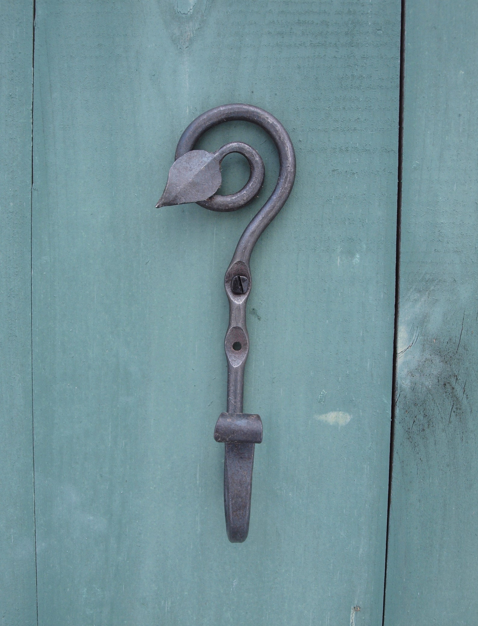 Leaf End Wall Hook With Leaf Finial, Blacksmith Made Leaf End Wall Hook ...