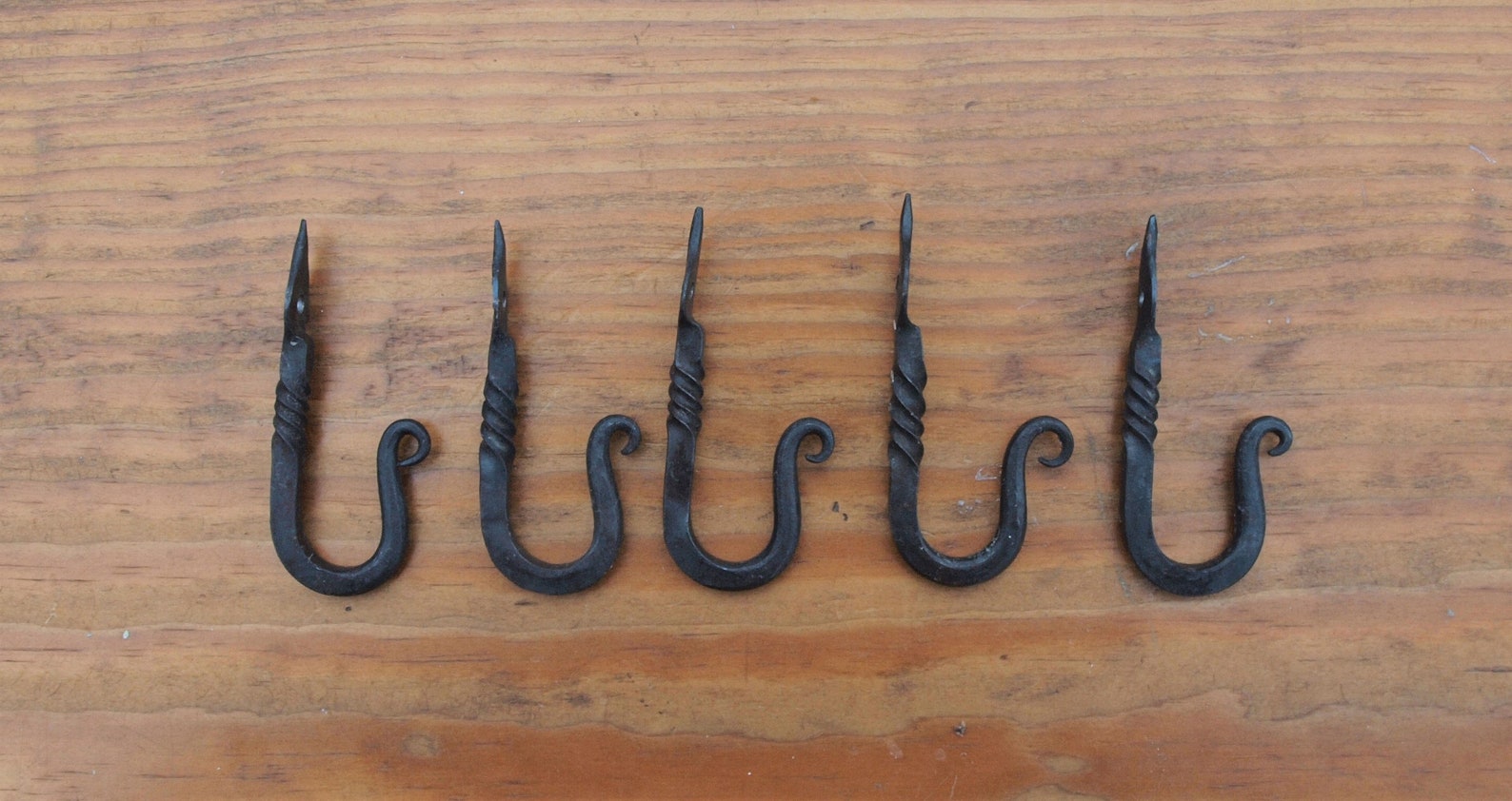 Set of 3 Hand Forged Twisted Wall Hook Colonial Hook | Etsy