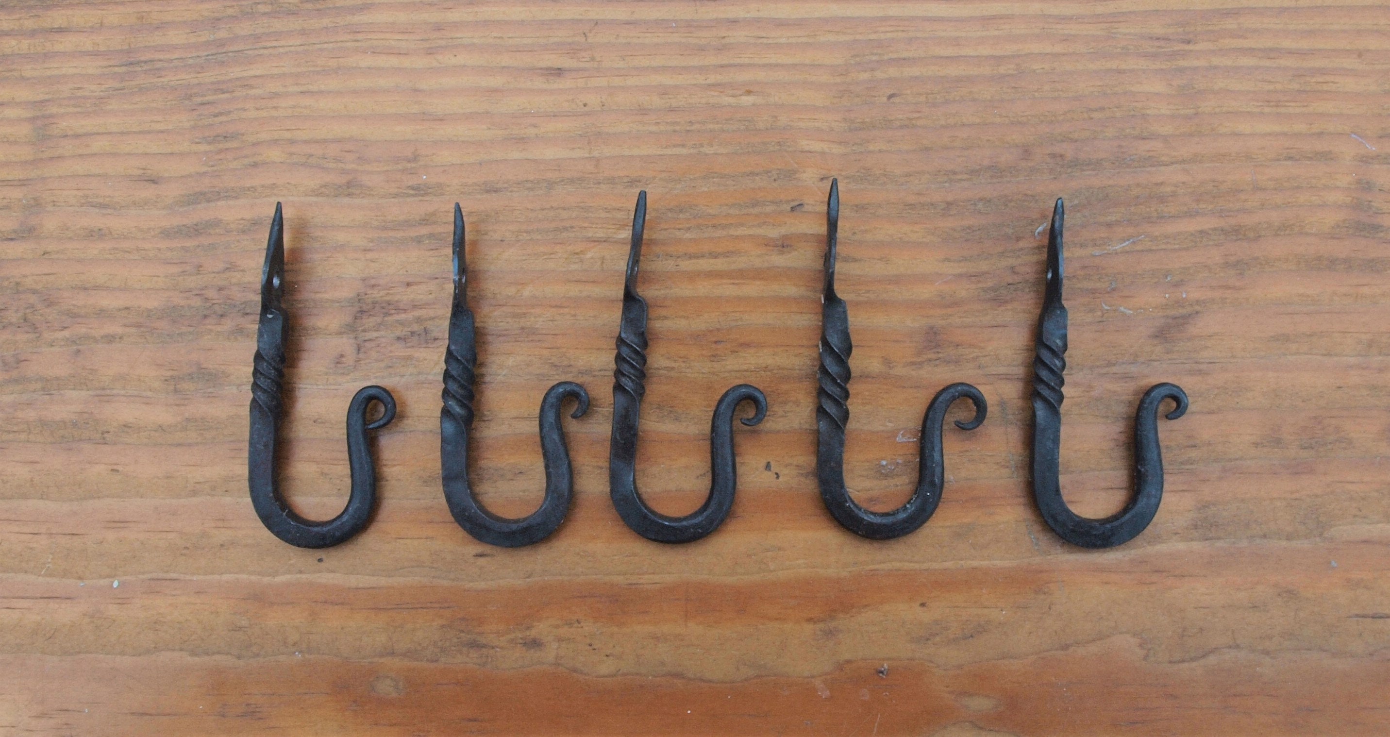 Set of 3 Hand Forged Twisted Wall Hook Colonial Hook | Etsy