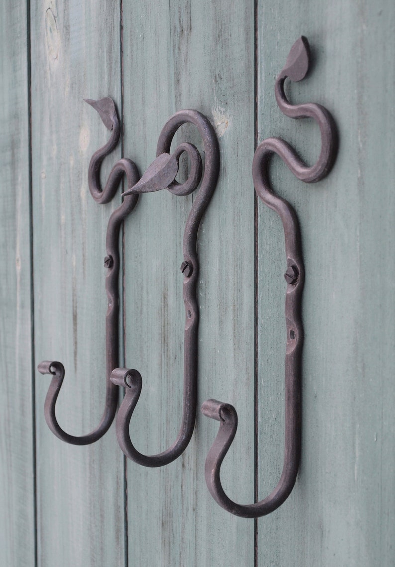 Leaf End Wall Hook With Leaf Finial, Blacksmith Made Leaf End Wall Hook ...