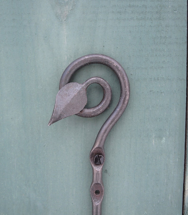 Leaf End Wall Hook With Leaf Finial, Blacksmith Made Leaf End Wall Hook, Hand Forged Wall Hook ...