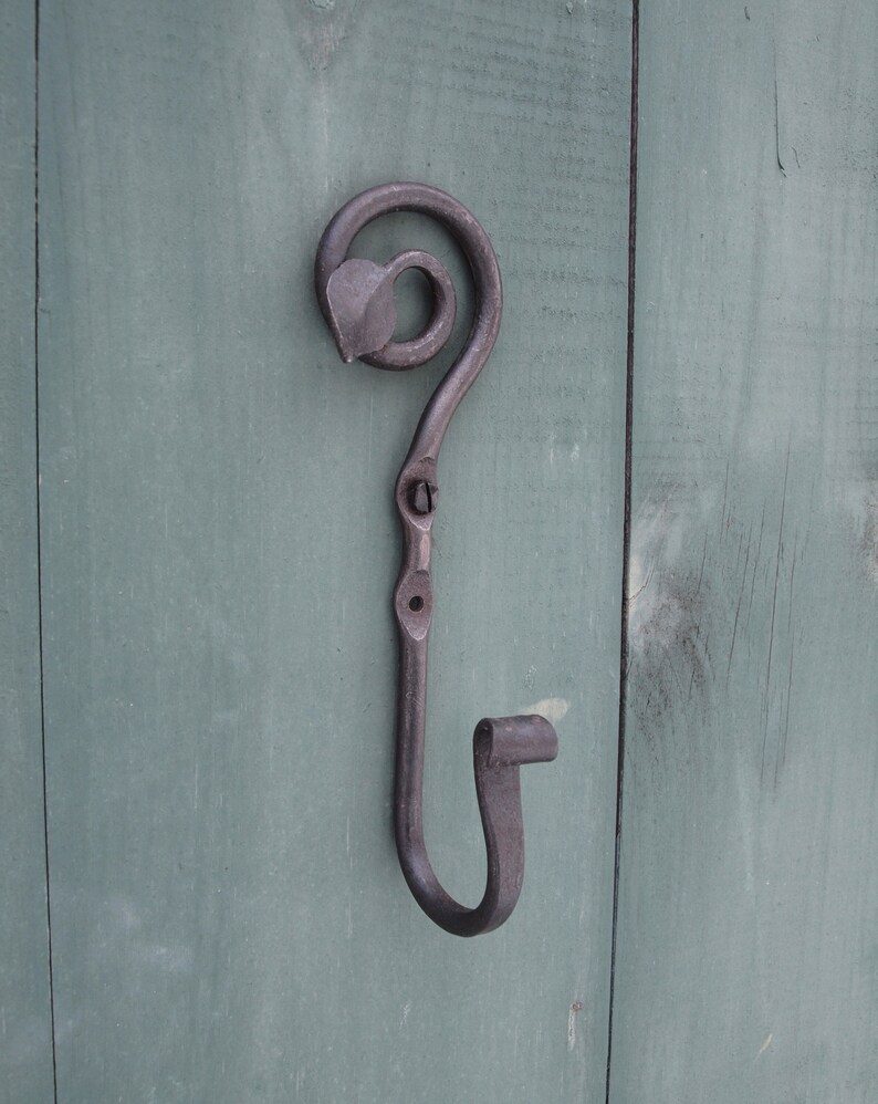 Leaf End Wall Hook With Leaf Finial, Blacksmith Made Leaf End Wall Hook ...